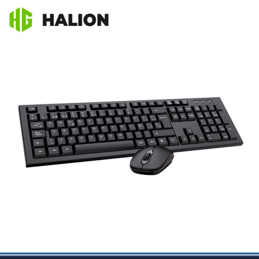 KIT HALION HA-K654C BLACK WIRELESS TECLADO MEMBRANA + MOUSE DPI 1,600
